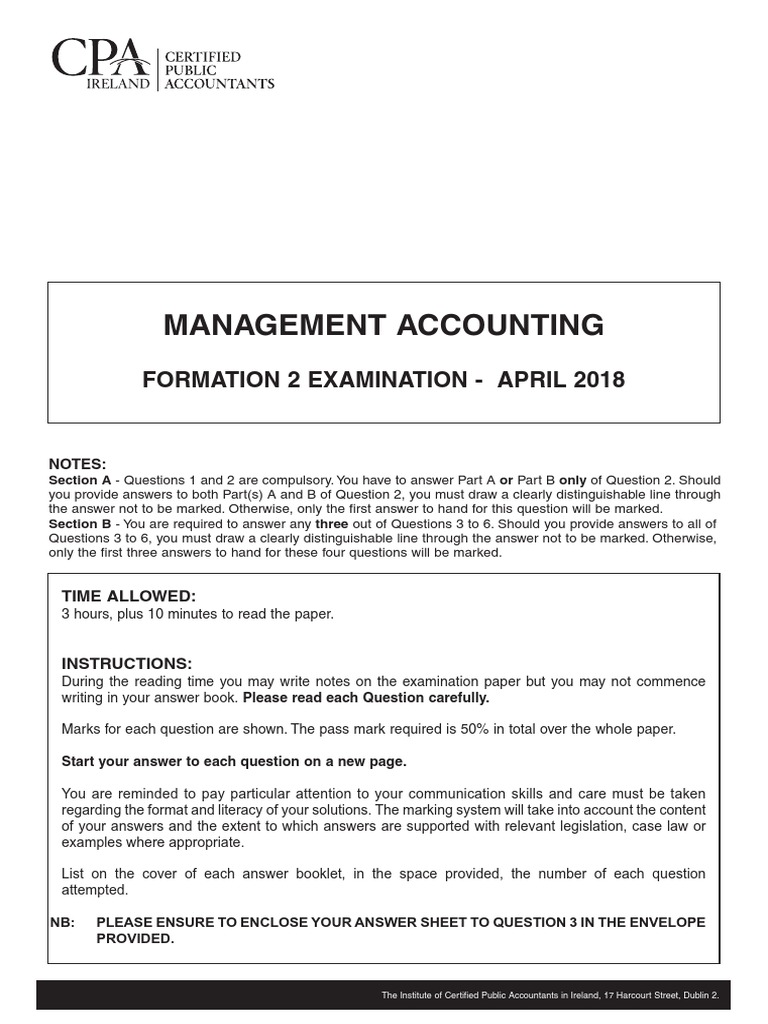 Management Accounting April2018 | PDF | Management Accounting | Accounting