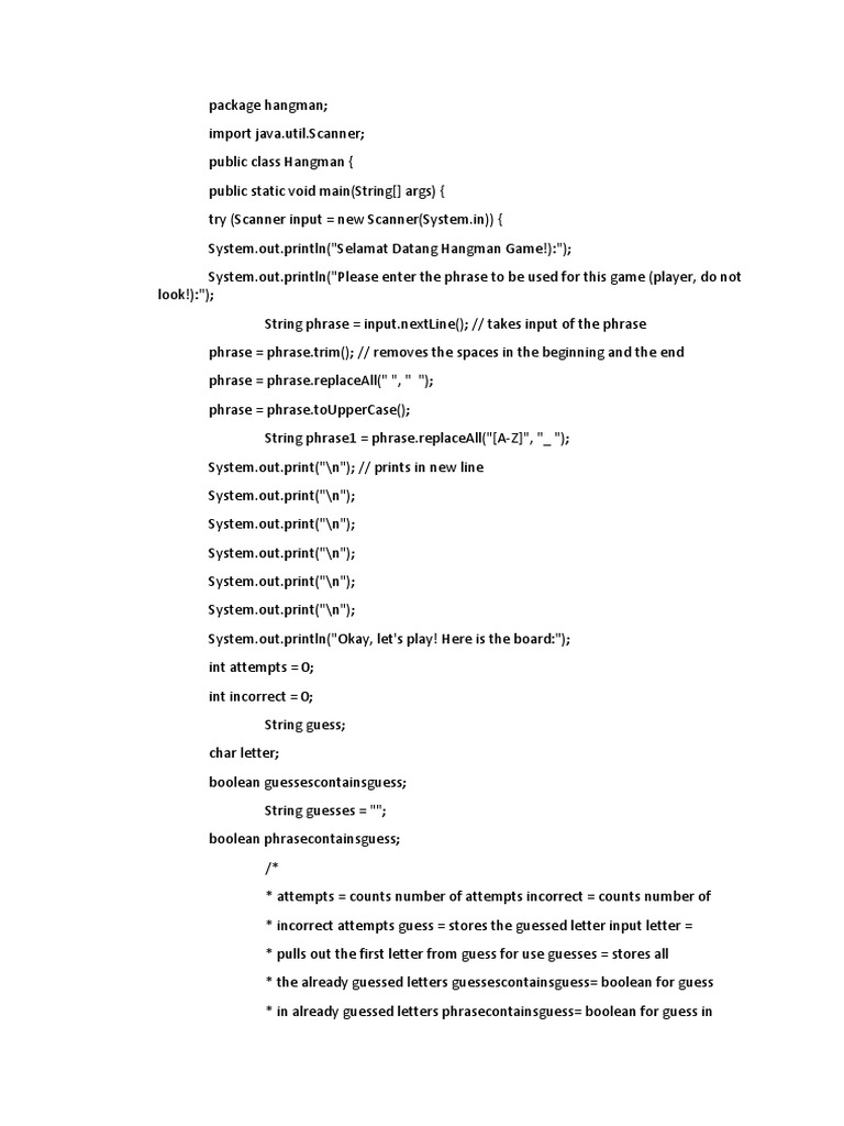 Game Hangman | PDF | Computer Programming | Software Engineering Game Hangman | PDF | Computer Programming | Software Engineering