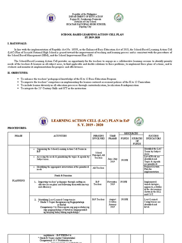 Lac-Plan-2019-Esp-Submitted Final | PDF | Teachers | Educational Technology