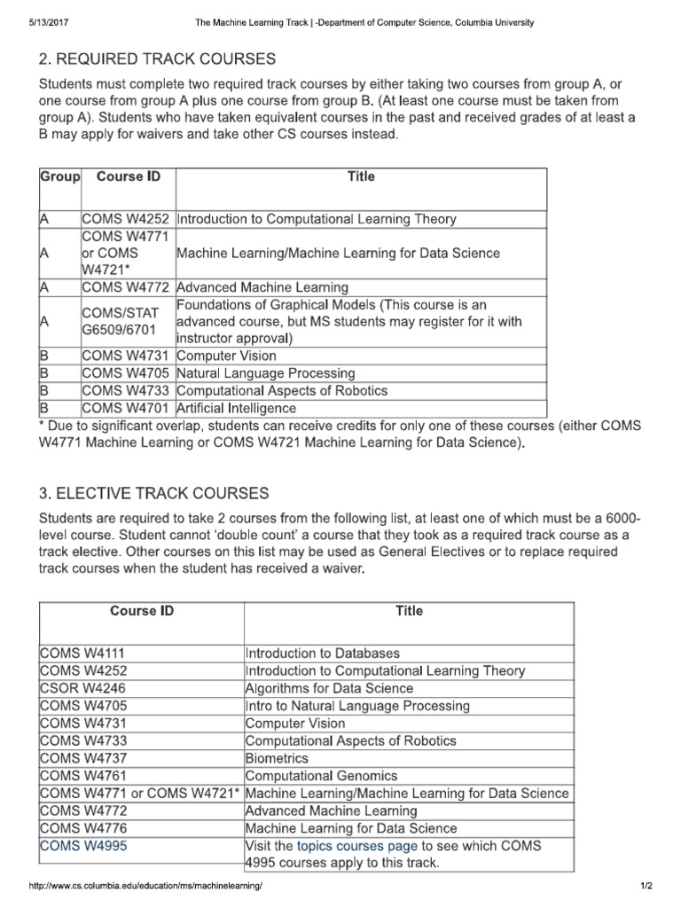 Machine Learning Columbia Curriculum PDF | PDF