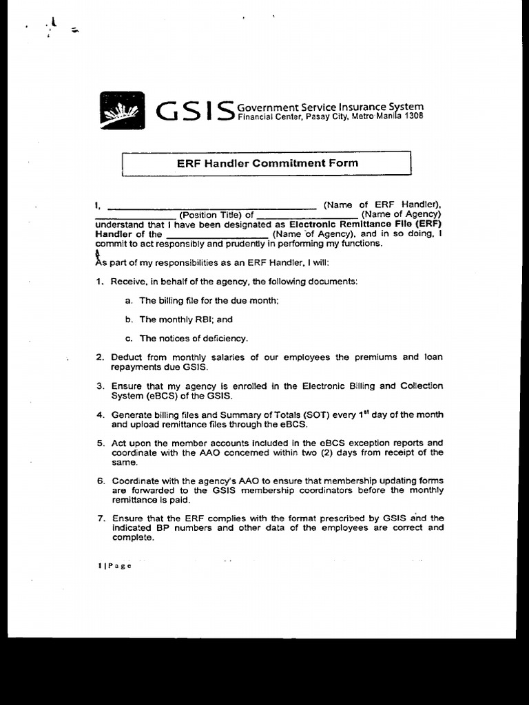 ERF Commitment Form | PDF