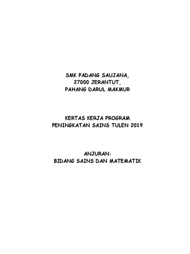 Program Peningkatan Sains Tulen 2019 | PDF