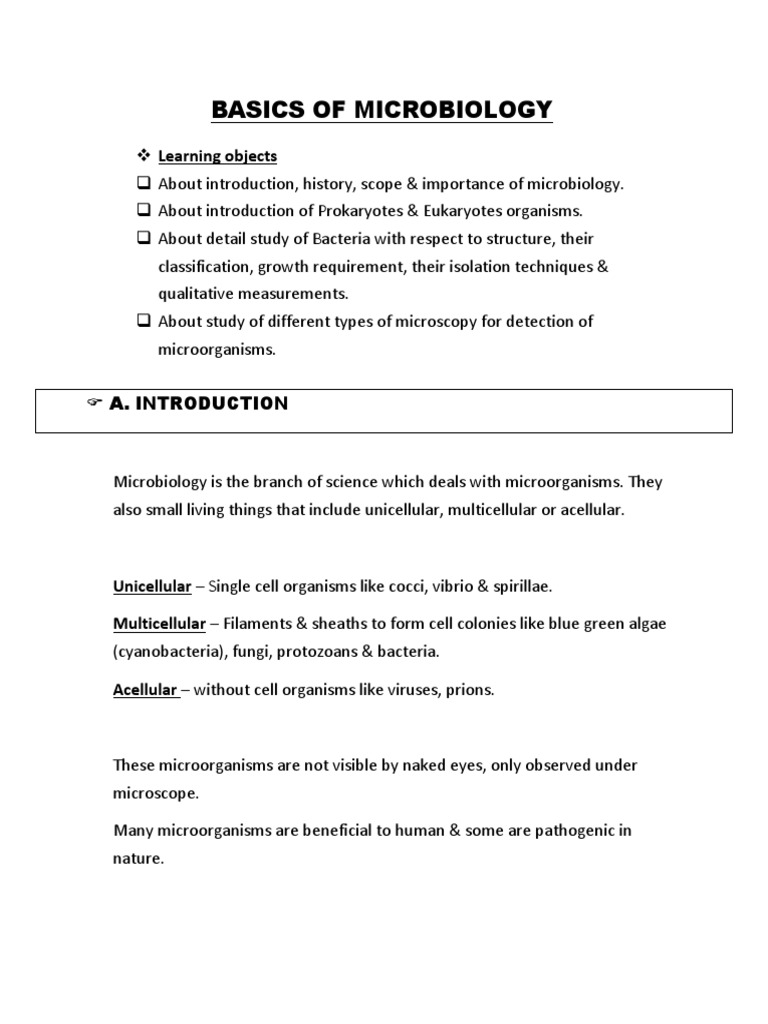 Introduction of Microbiology | PDF | Microbiology | Microorganism
