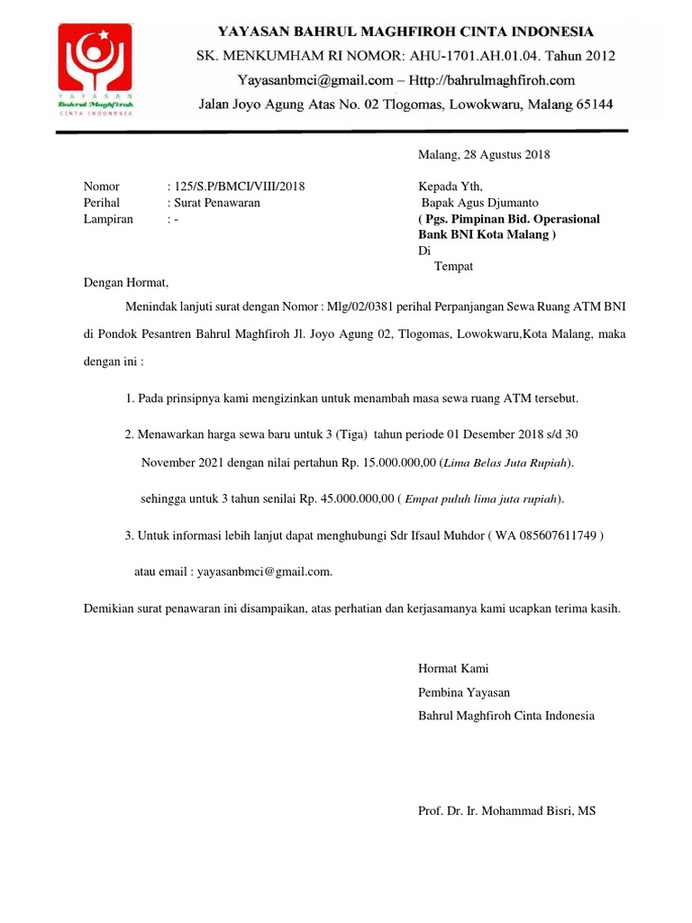 Surat Perpanjang ATM BNI | PDF
