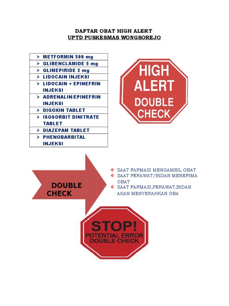 Daftar Obat High Alert Dan Lasa | PDF | Memasak, Makanan, & Anggur