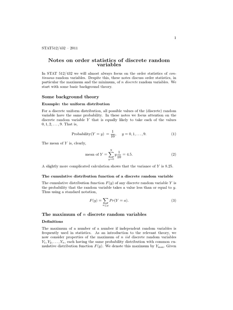 Order Statistics PDF | Download Free PDF | Probability Distribution ...