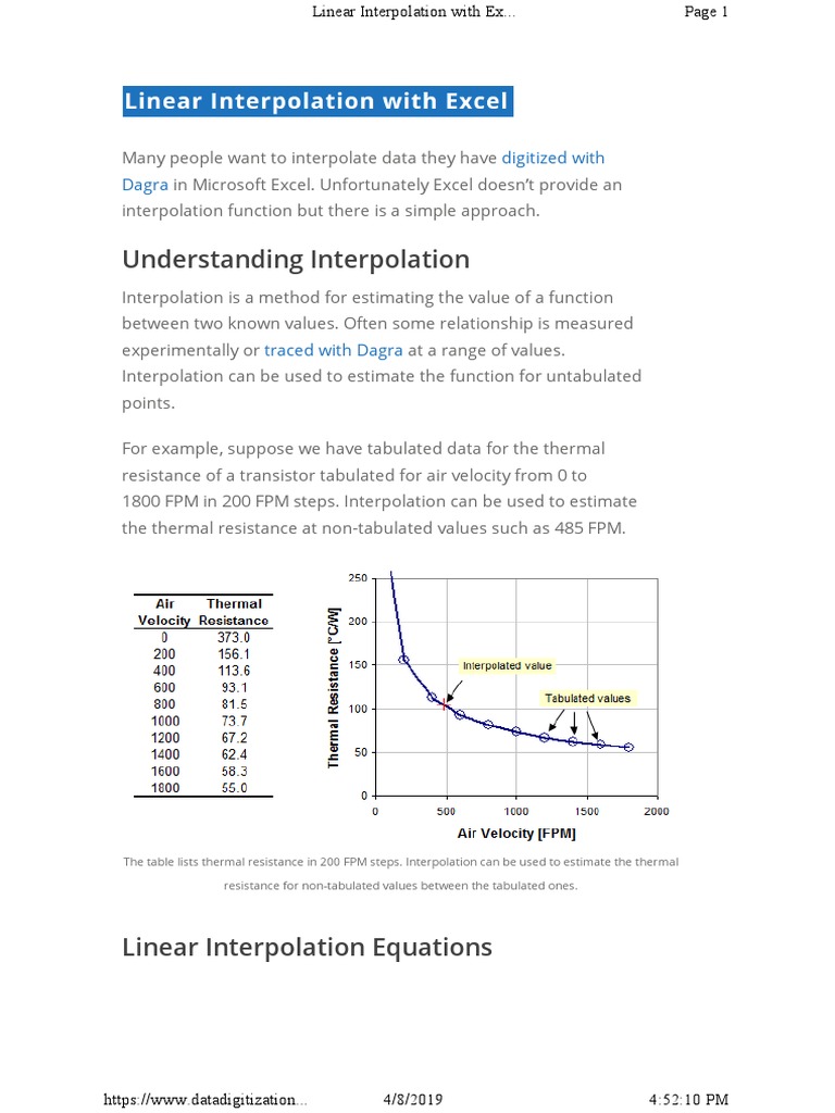 Linear Interpolation With Excel | PDF | Interpolation | Array Data ...