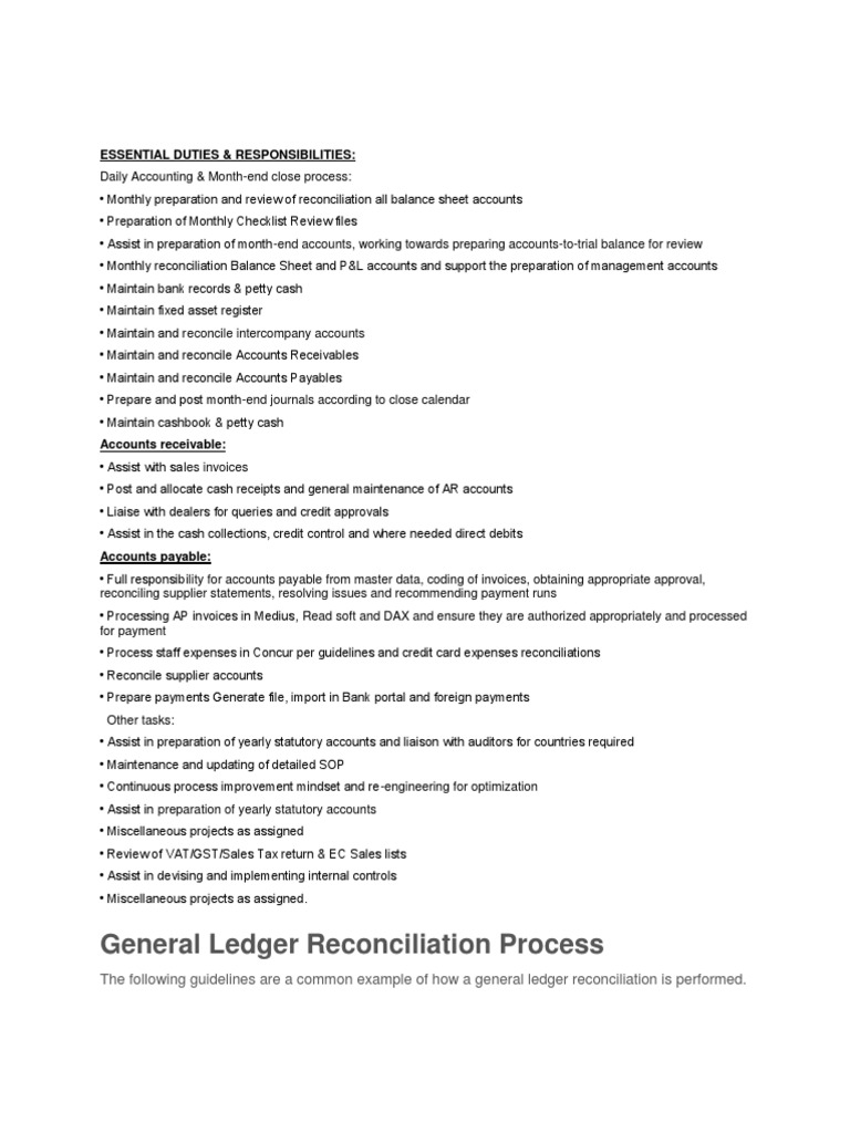 General Ledger Reconciliation Process | PDF | Accounts Payable | Invoice