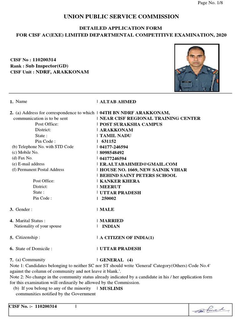 Ac Cisf Form 2020 PDF | PDF | Test (Assessment)