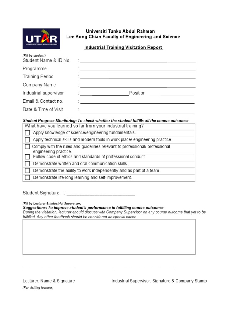 Industrial Training Visitation Report | PDF | Teaching | Engineering