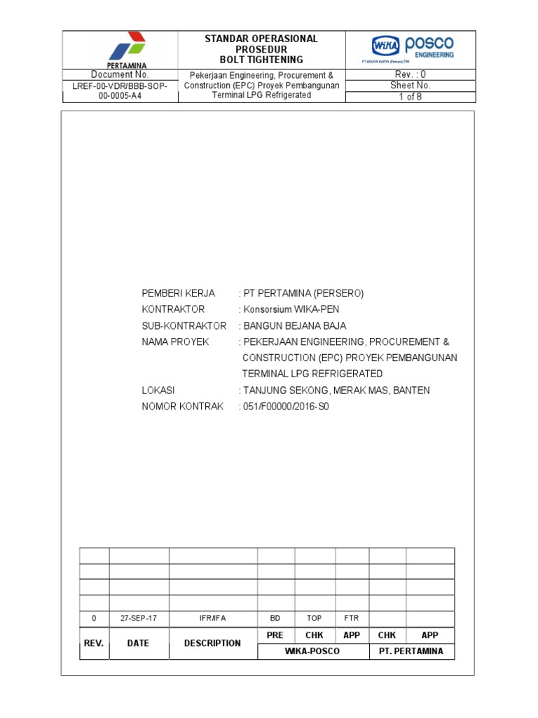 SOP Bolt Tightening PDF | PDF