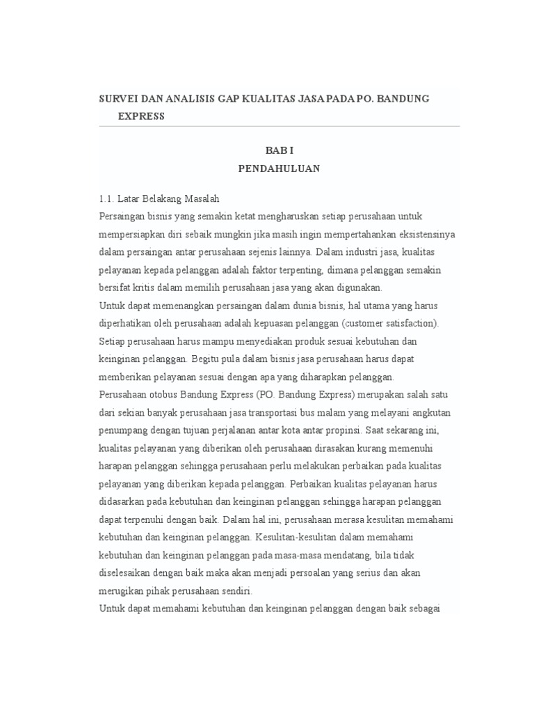 Survei Dan Analisis Gap Kualitas Jasa Pada Po. Bandung Express | PDF