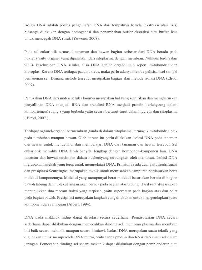 Metode Isolasi DNA pada Tanaman dan Hewan | PDF