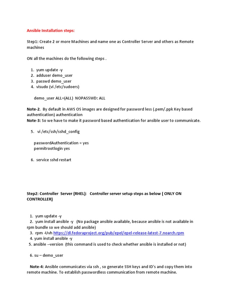 Ansible Installation Steps | Download Free PDF | Sudo | Secure Shell