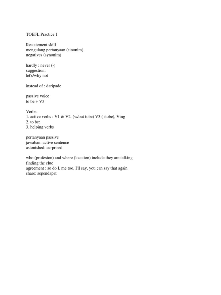 TOEFL Practice 1 | PDF | Verb | Grammatical Number