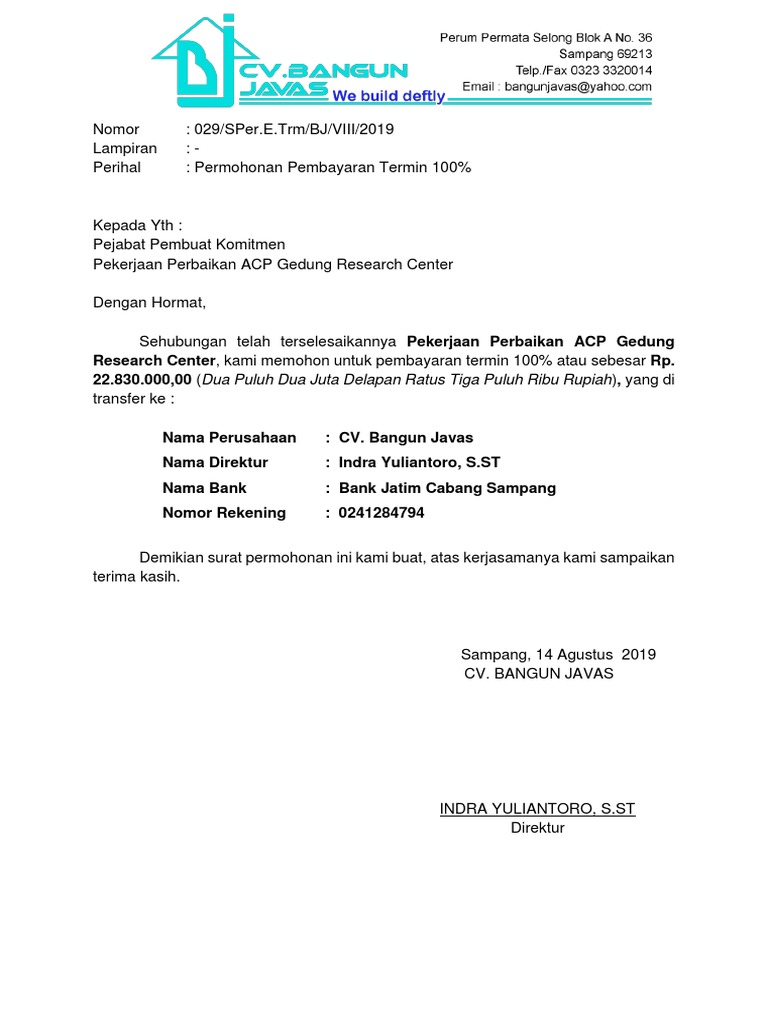 Surat TERMIN 100% Silent Riset | PDF