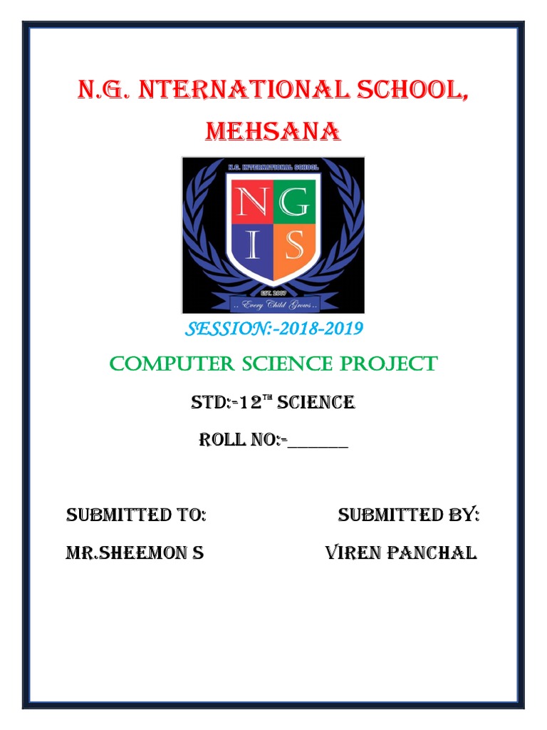 12th Computer Science Project PDF | PDF | Computer Programming | Computing