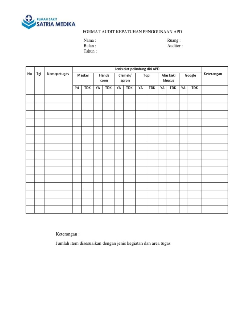 Format Audit Kepatuhan APD | PDF