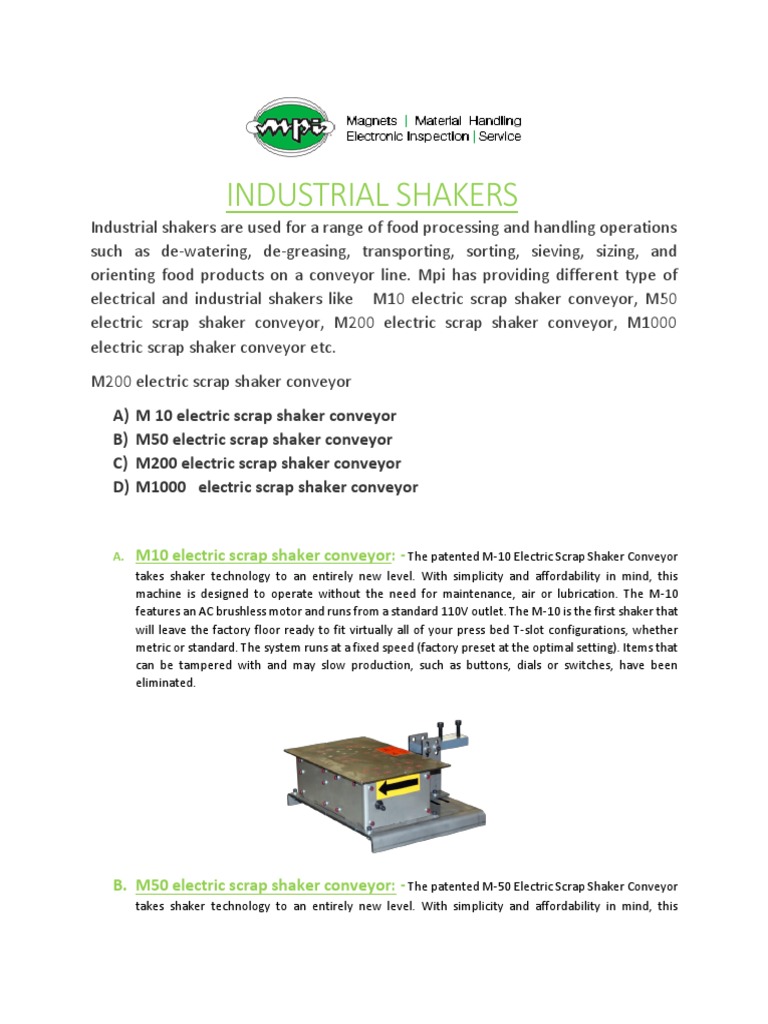Industrial Shakers | PDF | Manufactured Goods | Mechanical Engineering