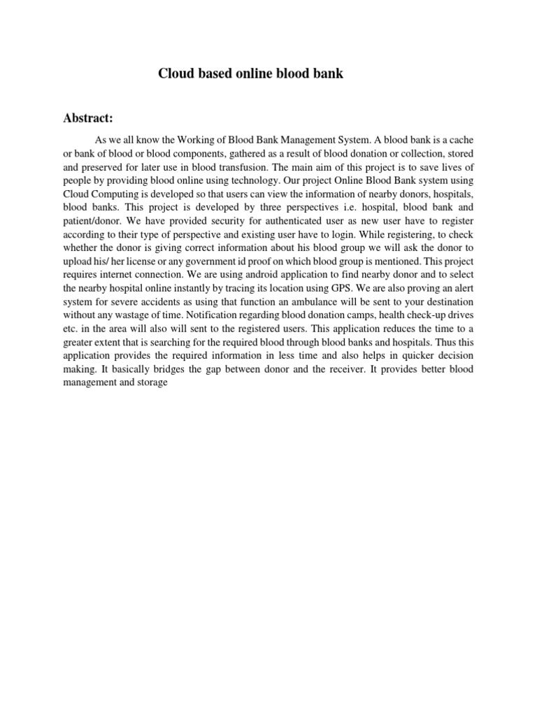 Cloud-Based Blood Bank Management System | PDF | Red Blood Cell | Blood ...