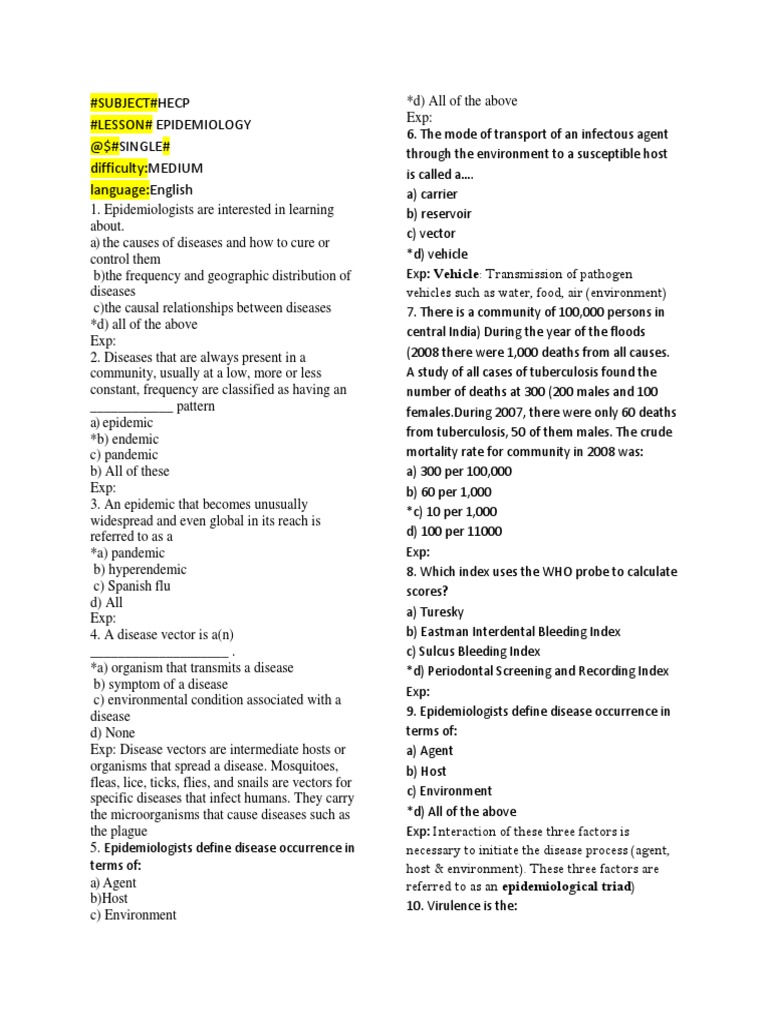 HECP Paper With ANS Key | PDF | Infection | Tuberculosis