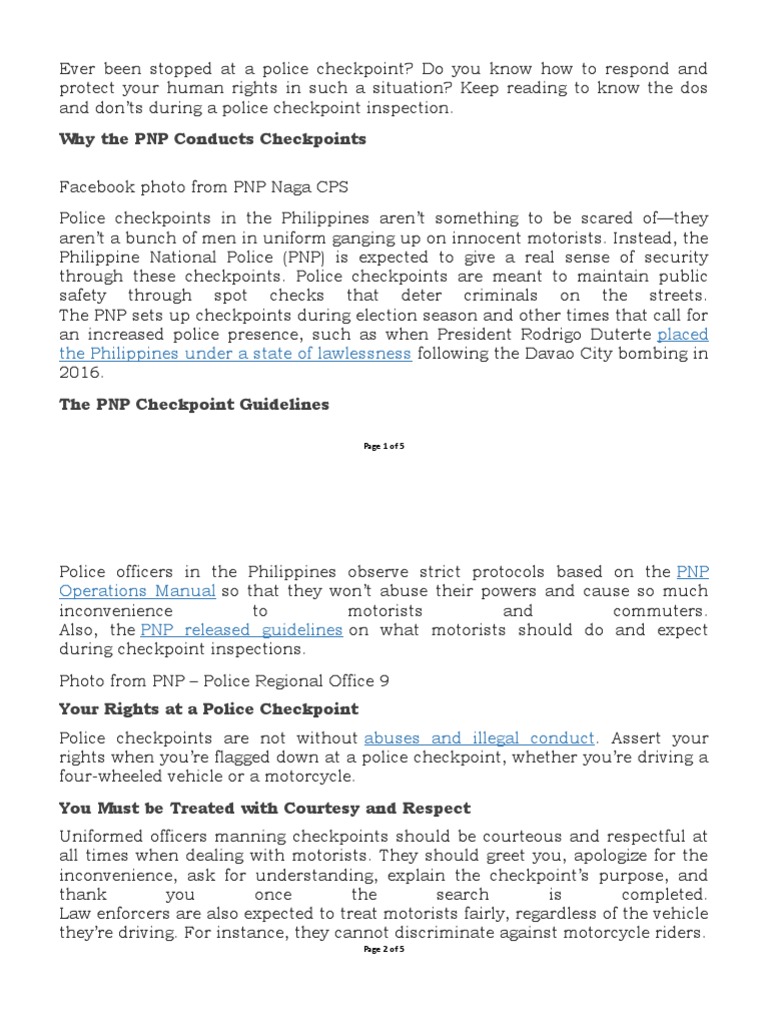 Know Your Rights: A Guide to Police Checkpoints in the Philippines ...