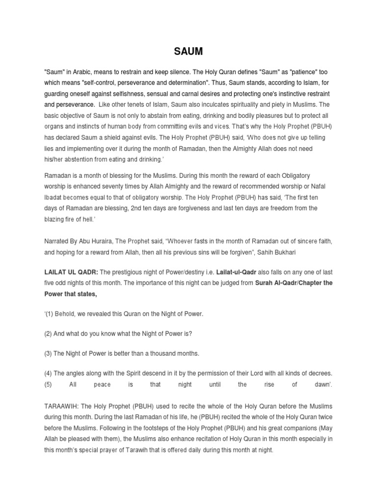 Fasting Is The Fourth Pillar of Islam, CSS Islamiat | PDF | Ramadan ...