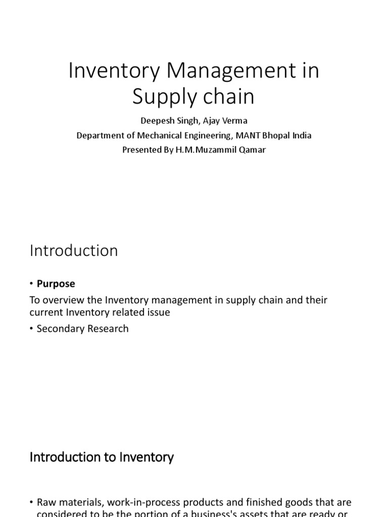 Inventory Management in Supply Chain | PDF | Inventory | Supply Chain