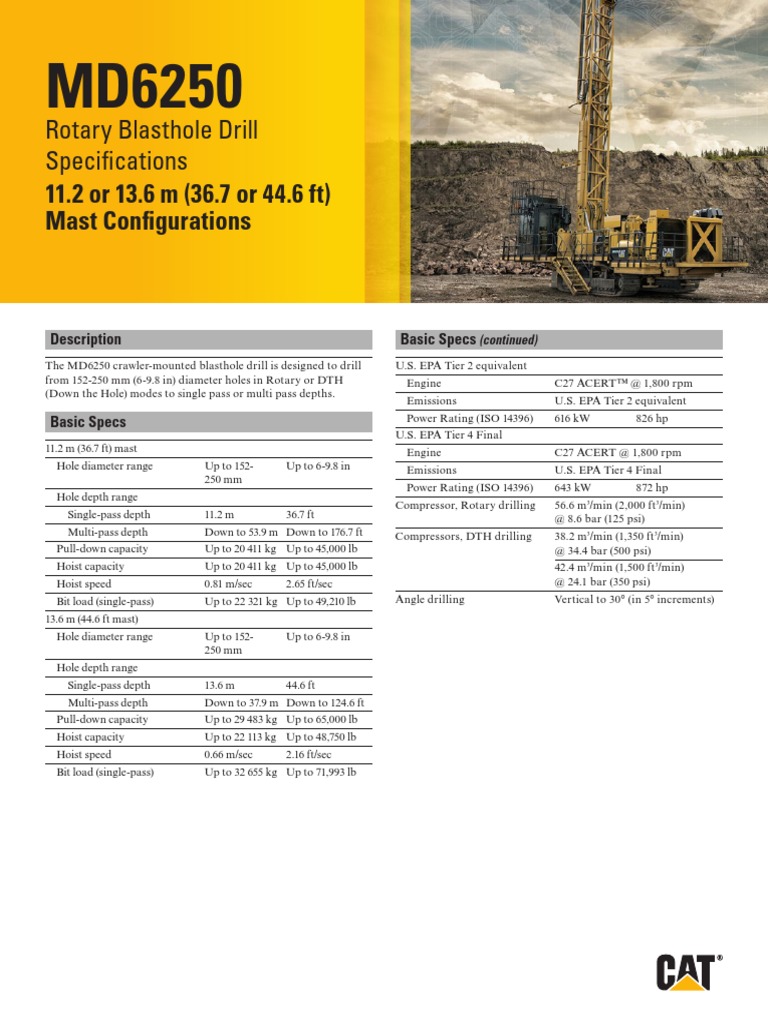 Cat MD6290 Specification | PDF | Diesel Engine | Drill