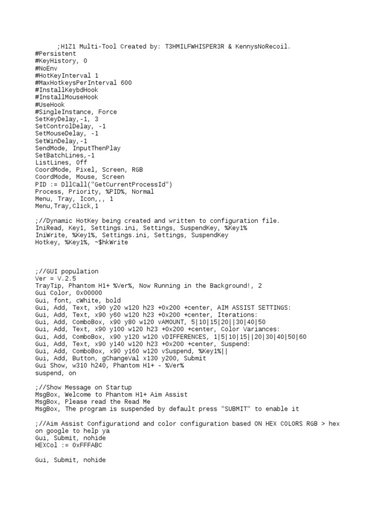 Phantom H1Z1 Multi-Tool: An Auto-Aim Assistant for H1Z1 Created Using AutoHotkey | PDF | Human ...