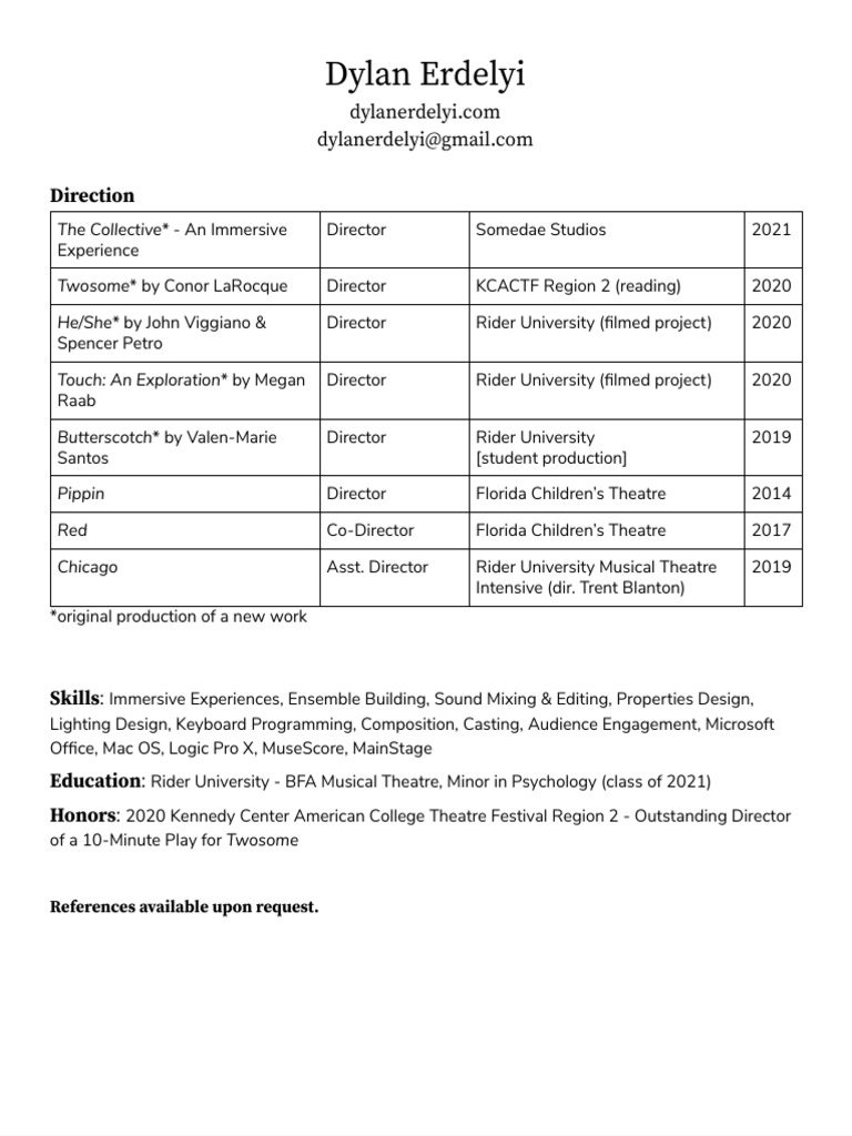 Directing Resume | PDF