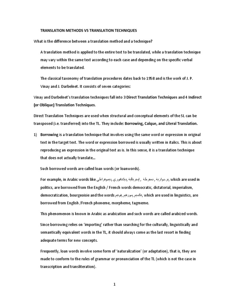 Translation Strategies Summary | PDF | Translations | Word