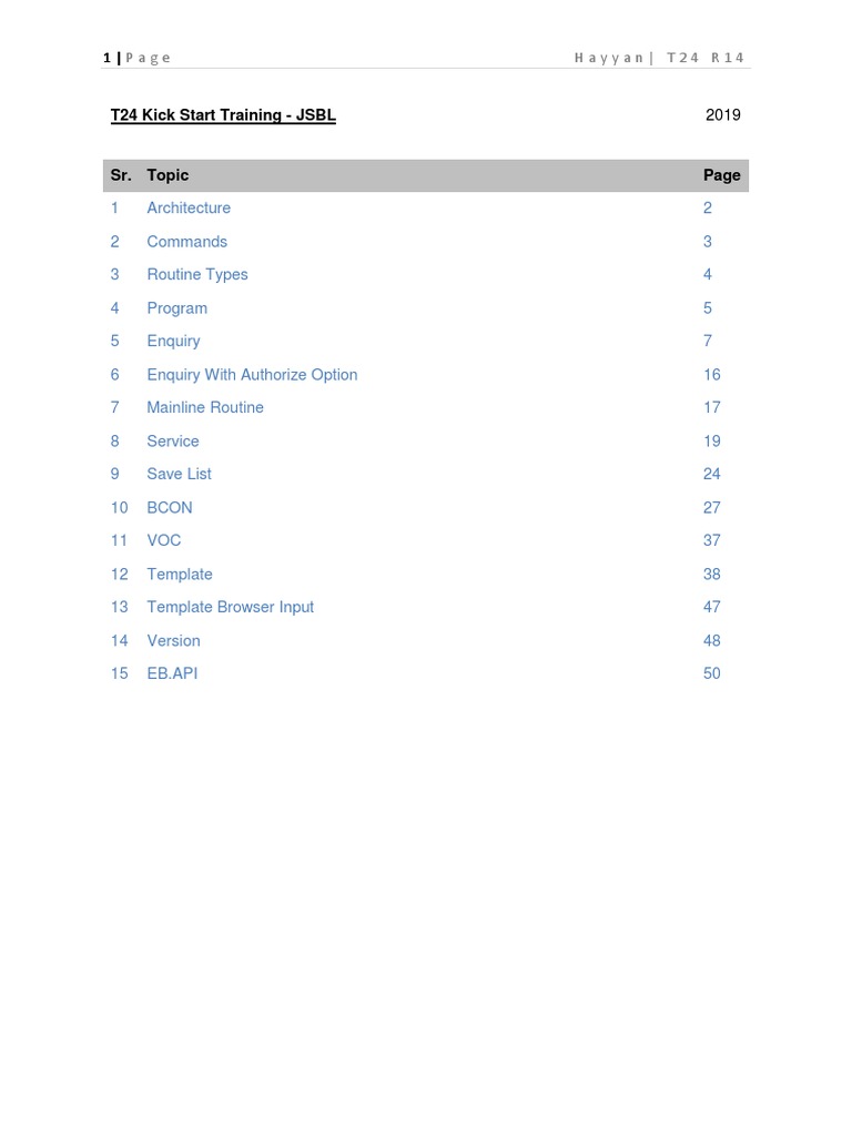 T24 Technical Kick Start Training PDF | Download Free PDF | Computer Program | Programming