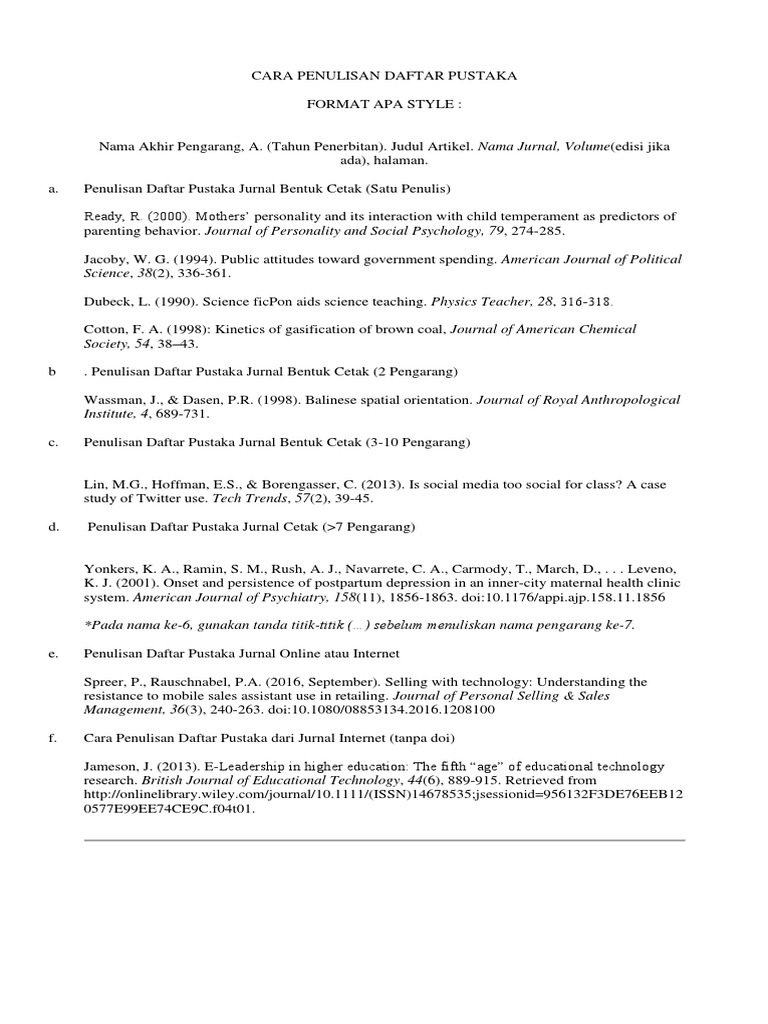 Panduan Daftar Pustaka APA & Harvard | PDF