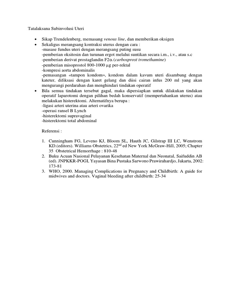 Tatalaksana Subinvolusi Uteri | PDF