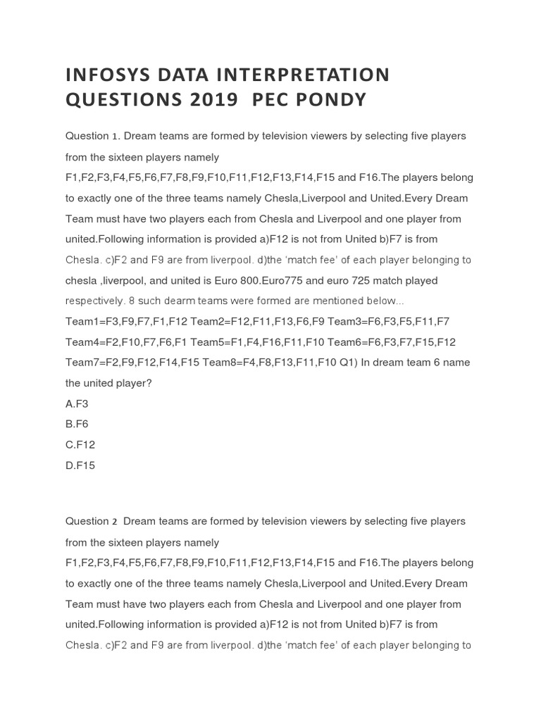 Infosys Data Interpretation Questions With Answers | PDF | Disabled Sports | Sports