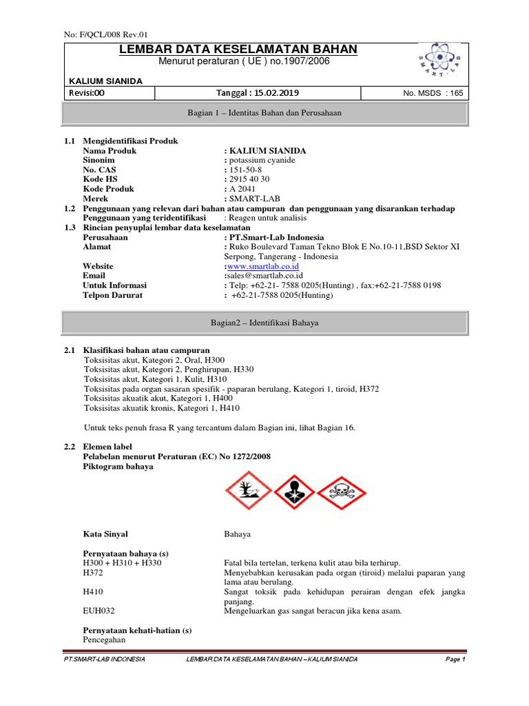 MSDS Potassium Cyanide (Indo) | PDF
