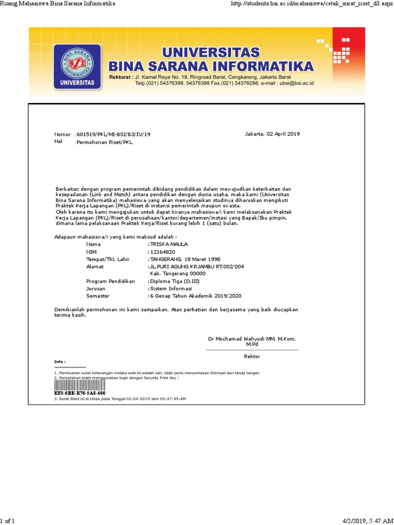 Surat Riset Triska PDF | PDF | Karier & Perkembangan