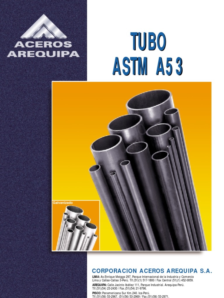 Tubo Astm A53 | PDF | Tubería (transporte de fluidos) | Materiales de ...