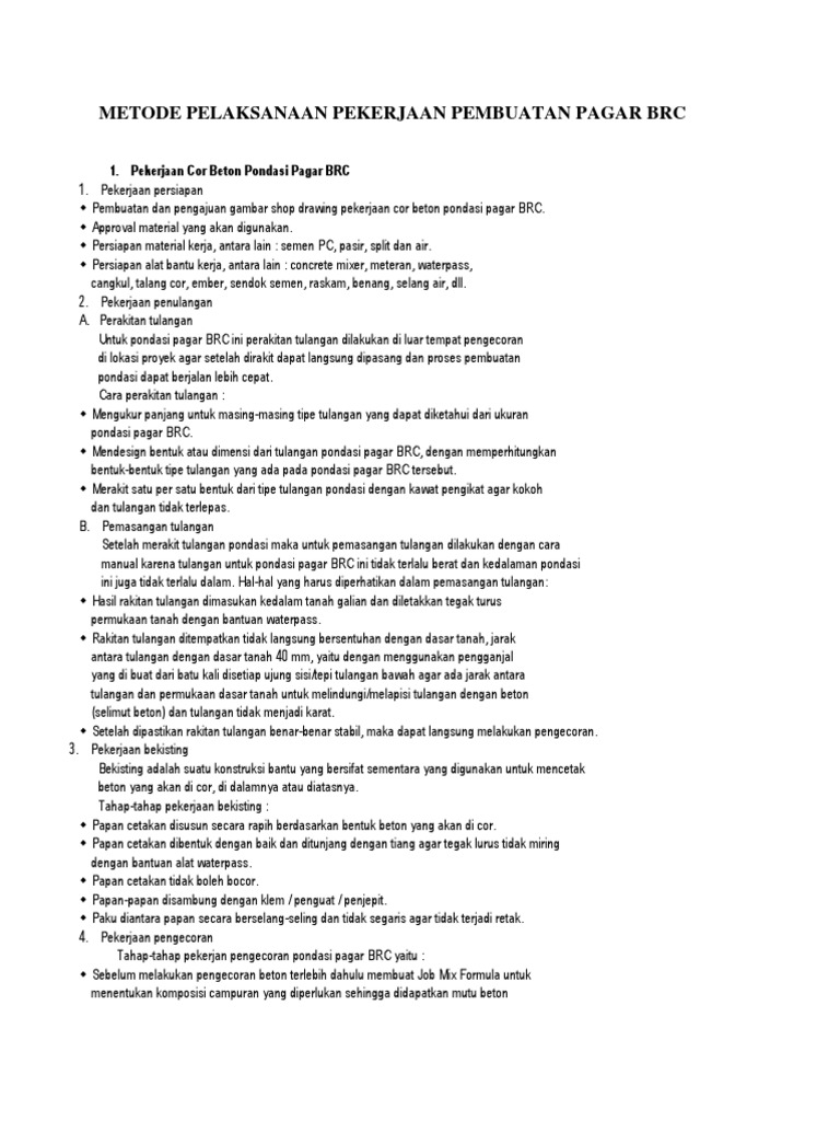 Metode Pembuatan Pagar BRC | PDF
