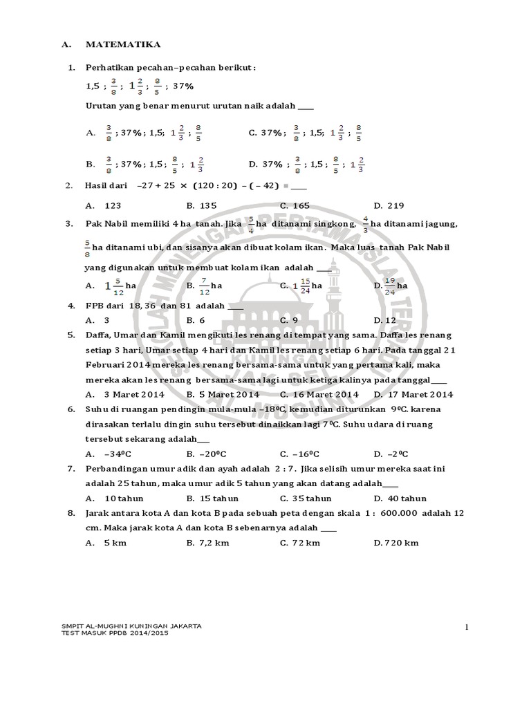 Soal PPDB 2014 PDF | PDF | Metode & Bahan Ajar