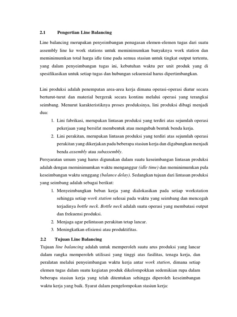 Pengertian Line Balancing | PDF