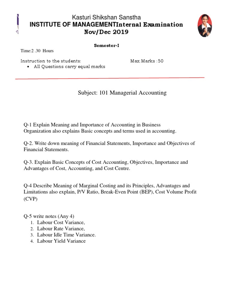 Internal Exam Question Paper 2019 Sem I | PDF | Economics | Business ...