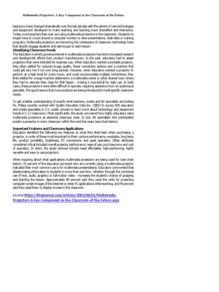 Multimedia Projectors | PDF | Multimedia | Classroom