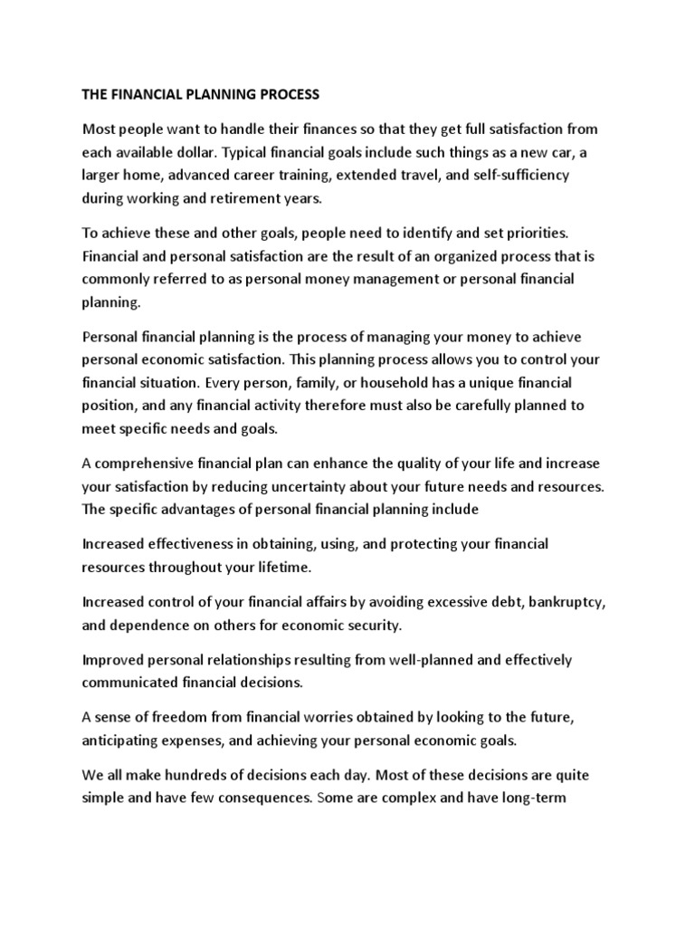Personal Financial Planning Steps | PDF | Decision Making | Risk