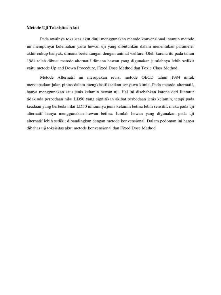 Metode Uji Toksisitas Akut | PDF