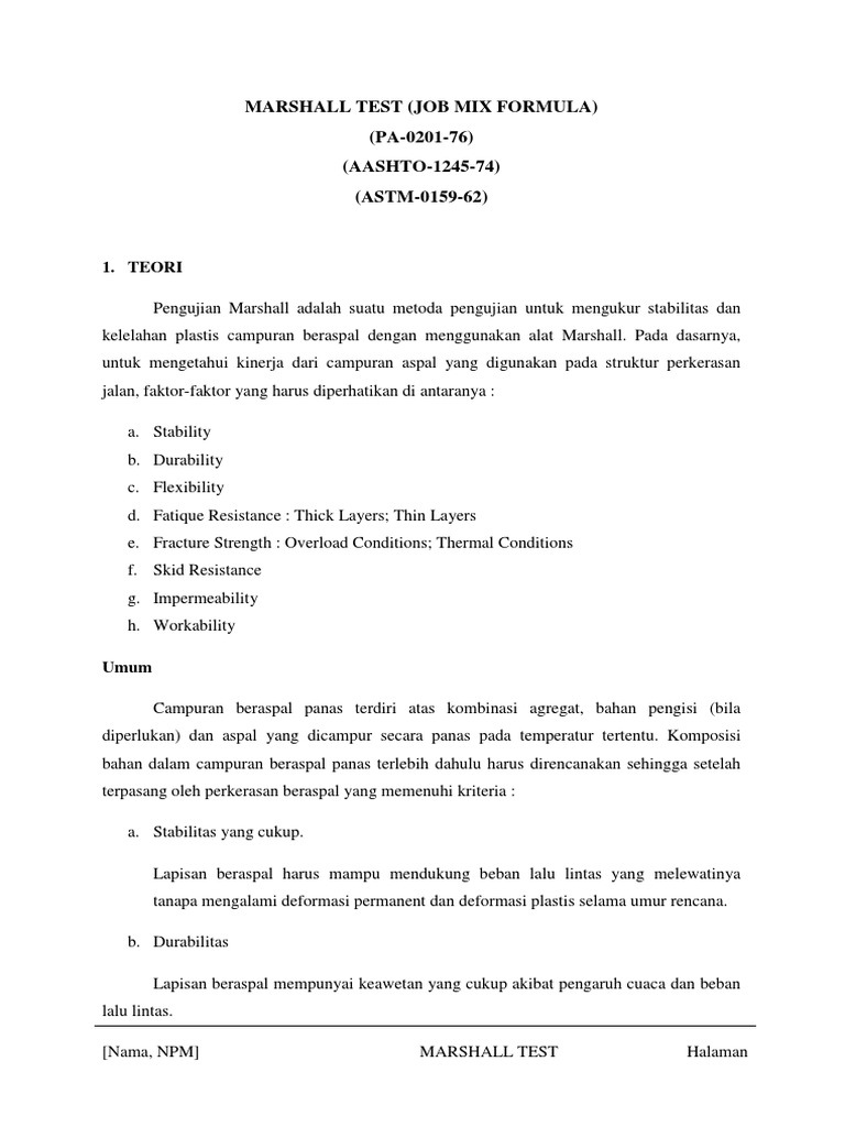 Marshall Test | PDF