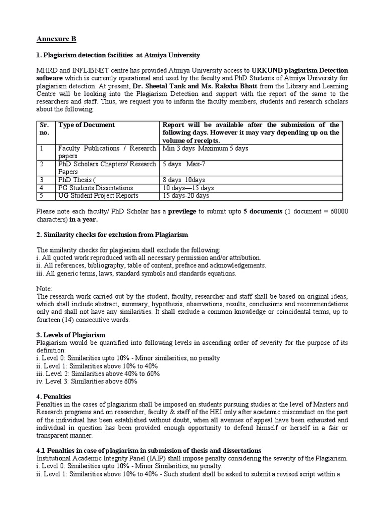 Annexure B | PDF | Thesis | Plagiarism