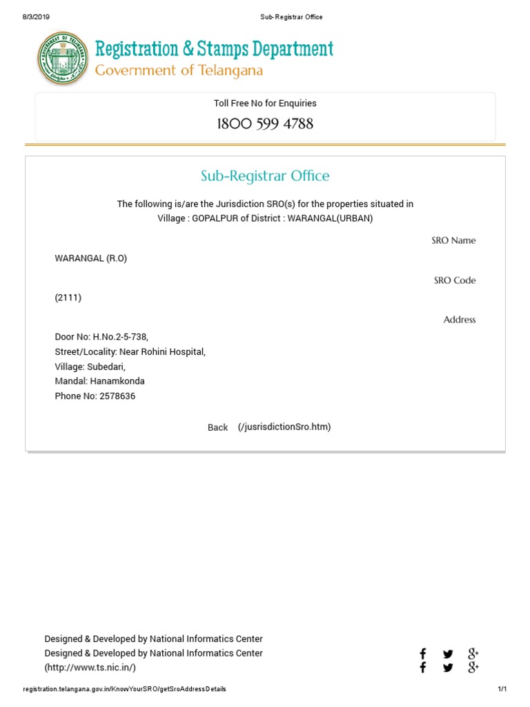 Sub Registrar Office Pdf