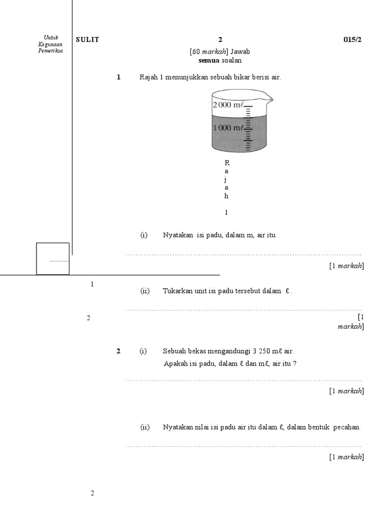 Tahun 5 - K2 - Isi Padu Cecair | PDF